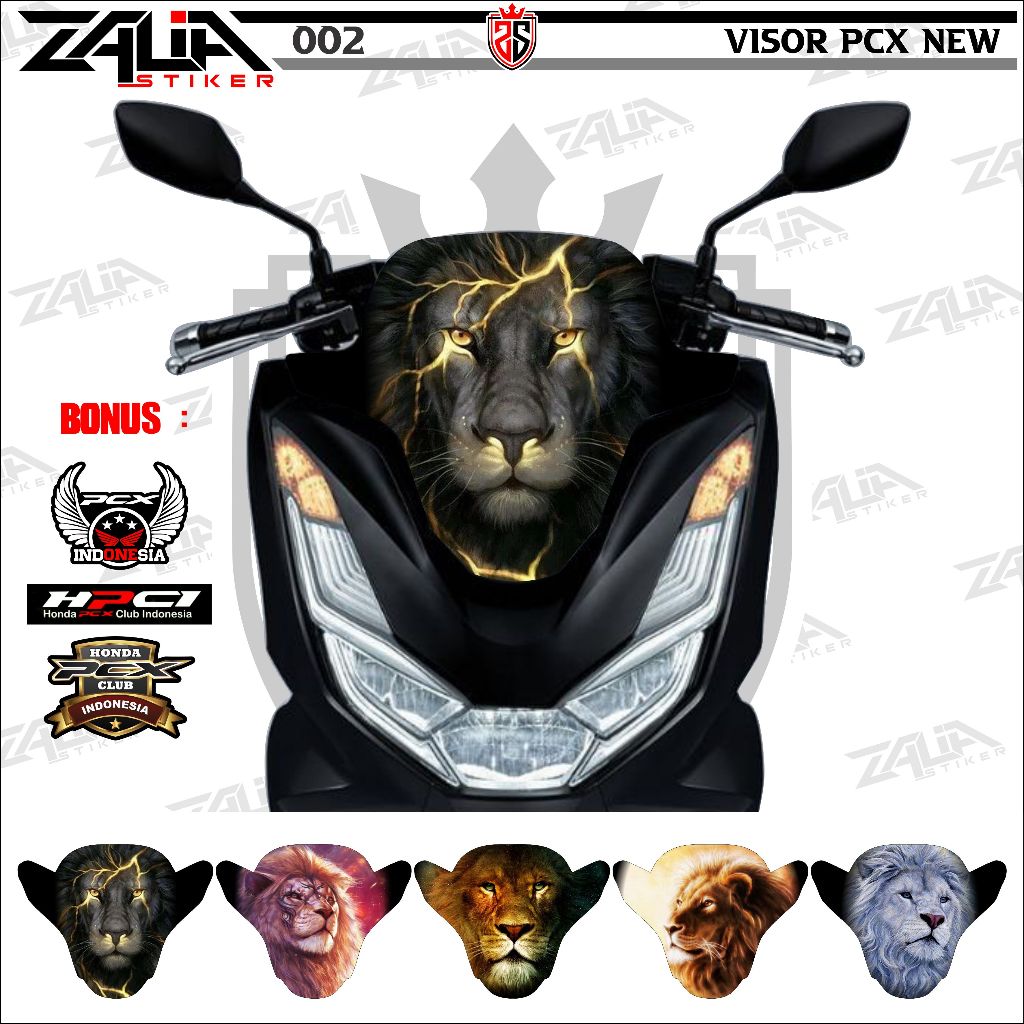 Jual Stiker visor Winshield HONDA PCX 160 NEW gambar singa keren (002 ...