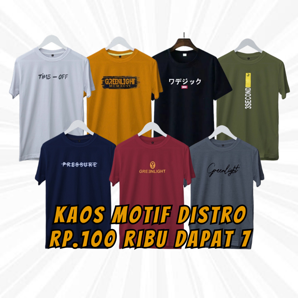 Jual Baju Kaos Motif Distro 100ribu Dapat 7 Cowok Cewek Keren | Shopee ...