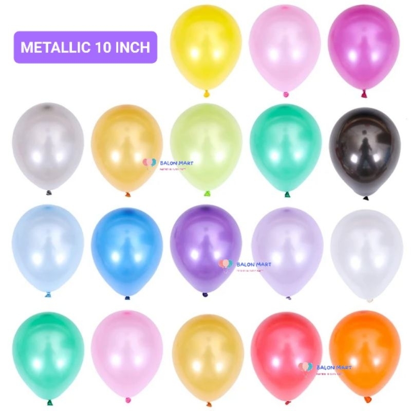 Jual (GROSIR) Balon Latex Metallic 10 Inch (1 PACK isi 100) | Shopee ...