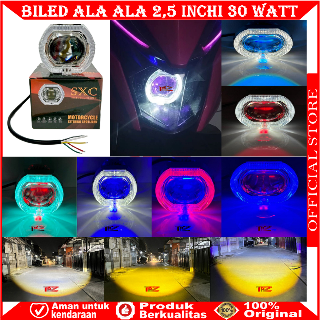Jual ORIGINAL LAMPU BILED ALA ALA LENSA MINI 2,5 INCHI 30 WATT 5 KABEL ...