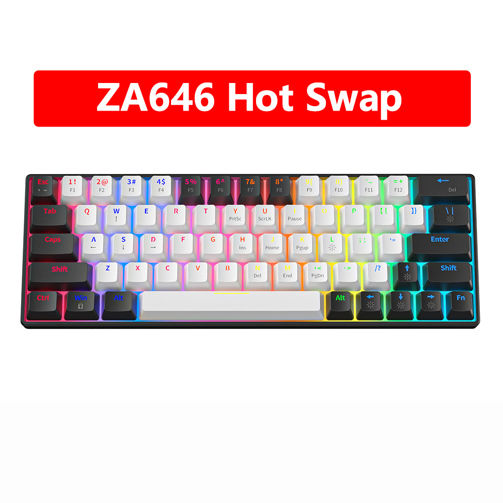 Jual ZIFRIEND ZA646 63 Tombol Keyboard Mekanik Berkabel Hitam/Putih ...