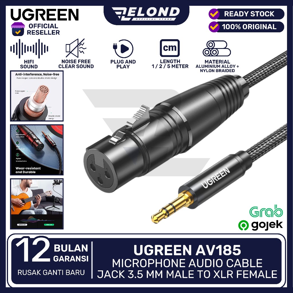 Jual UGREEN Kabel Jack Aux Audio 3.5mm Male to XLR Female Microphone Kabel Speaker 1 / 2 / 5 ...