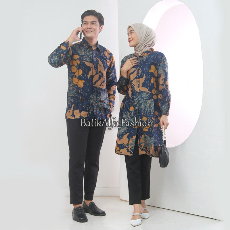 Jual Couple Batik Modern Batik Wanita Kekinian Kemeja Pria Lengan ...
