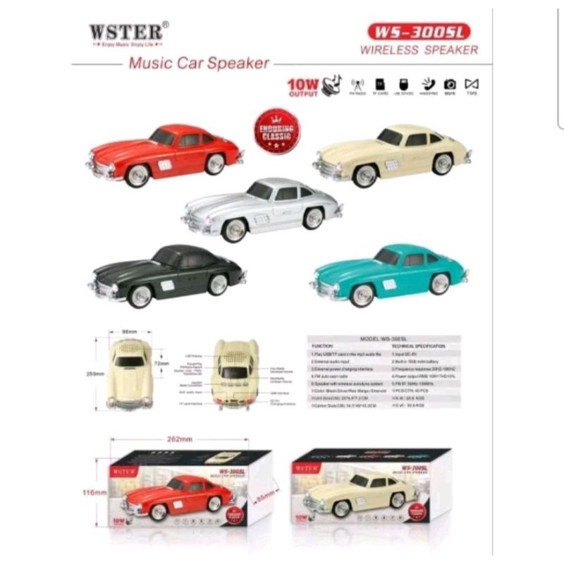 Jual SPEAKER BLUETOOTH MODEL MOBIL WSTER WS-300SL wireless | Shopee Indonesia