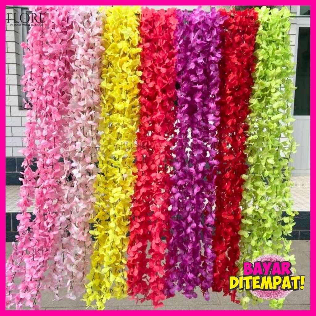 Jual Bunga wisteria jumbo juntai murah / Plastik Artificial / BUNGA ...