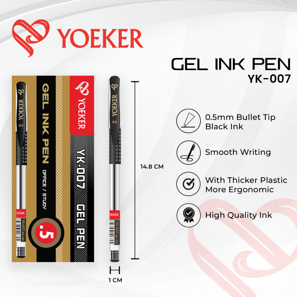 Jual (1 BOX) Gel Pen Hitam 007 007A Yoeker | Shopee Indonesia
