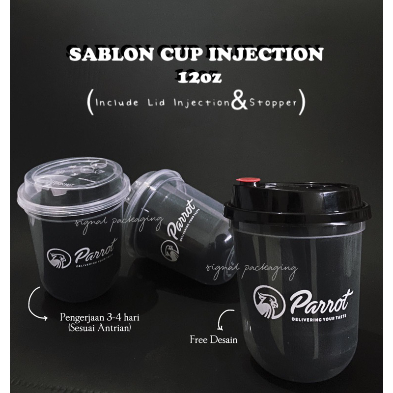 Jual SABLON GELAS / CUP INJECTION 12oz OVAL GRATIS TUTUP dan STOPPER ...