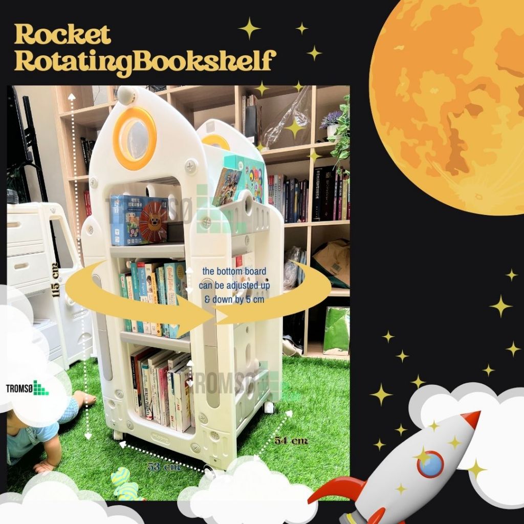 Jual Rak Buku Anak Putar 5 Sisi Beroda / Wish House Rotating Book Shelf ...