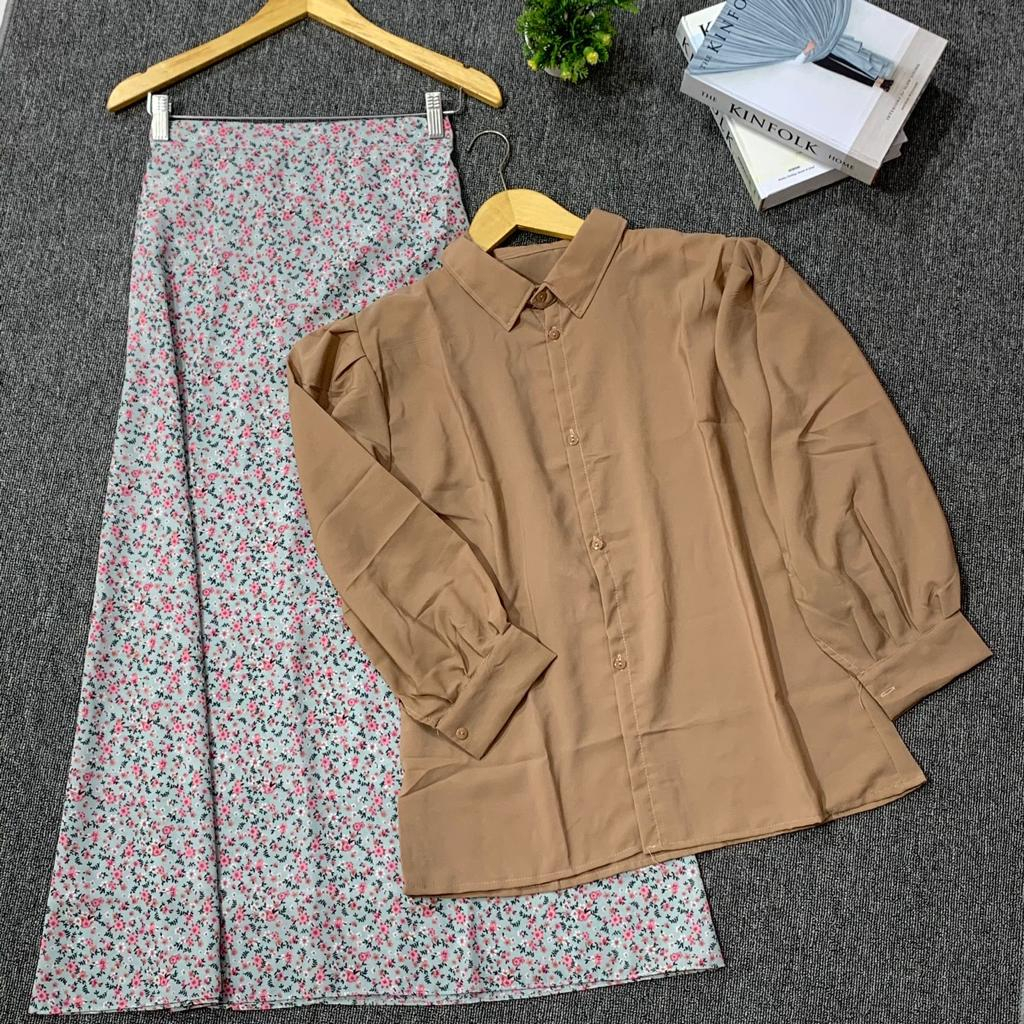 Jual PAKAIYAN WANITA ONE SET 2IN1 BLUSE MOTIF KAMEJA POLOS WANITA ...