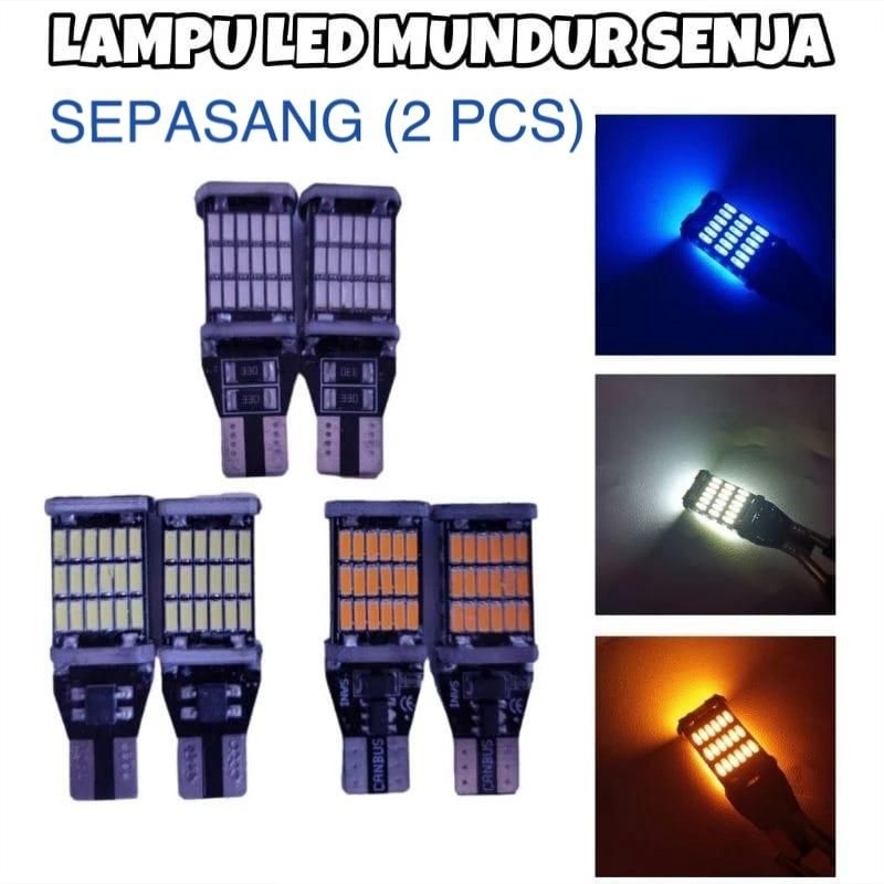 Jual (2 PCS) lampu LED mundur 45 titik lampu senja T10 T15 W16W canbus ...