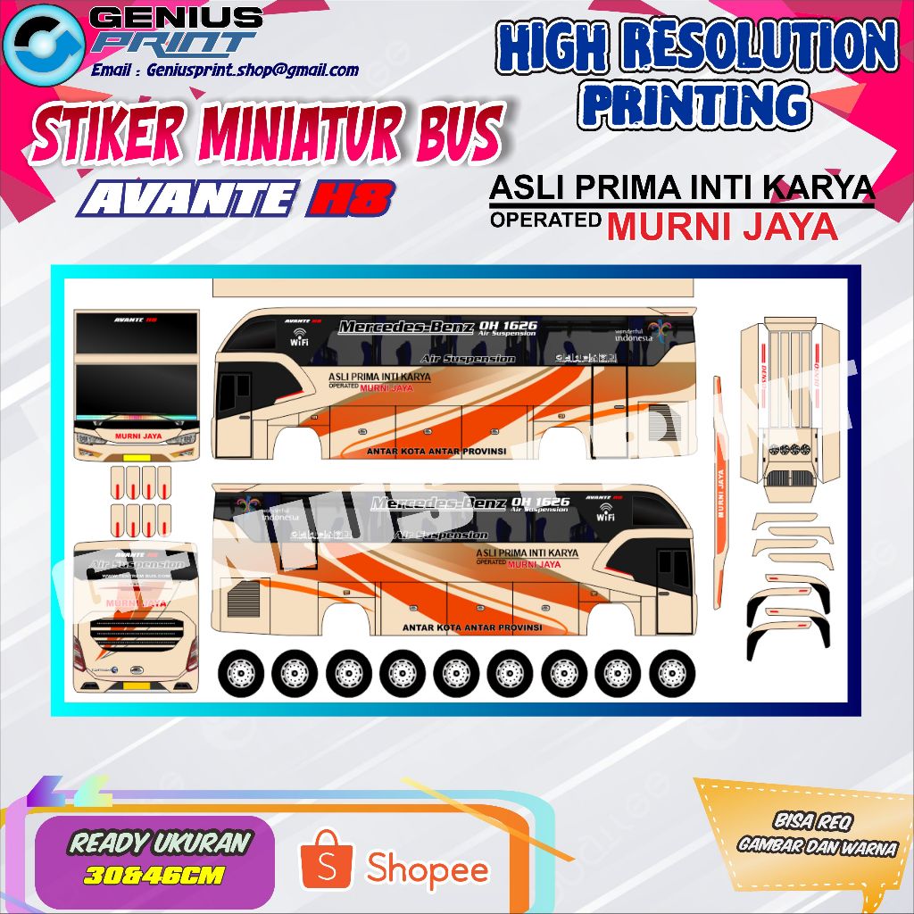 Jual Stiker Miniatur Bus Avante H8 Livery Duane Putra | MGI | Exindo 57 ...