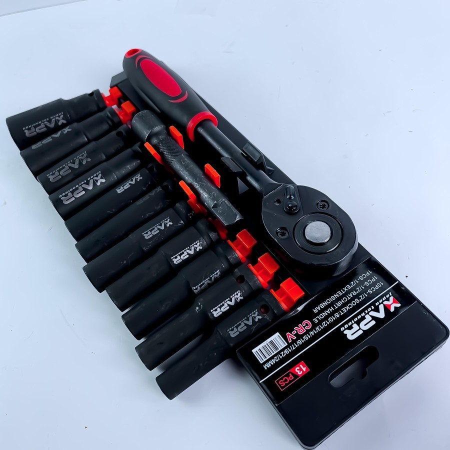 Jual APR Rachet sock 1/2inch deep impact 8mm-24mm panjang doff titanium ...