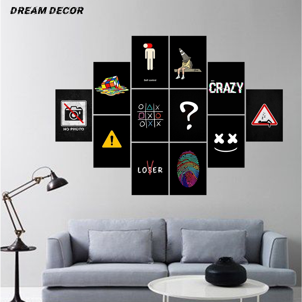 Jual Poster Dinding Kamar Black Aesthetic Isi 16pcs [DD41] Hiasan ...
