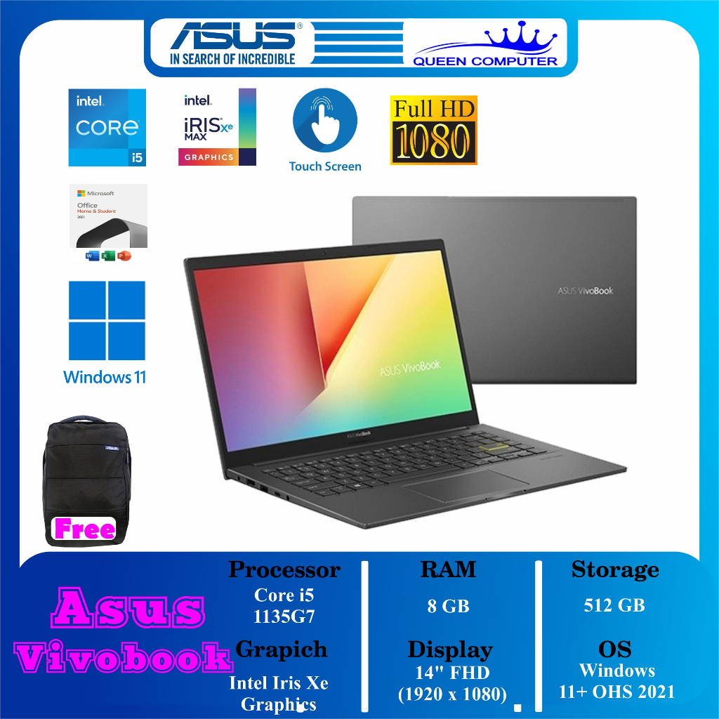 Jual ASUS TP470EZ Core i5 1135G7 8GB 512GB W11 + OHS Touch Screen Black ...