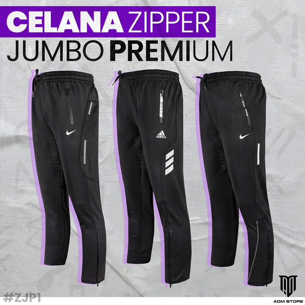 Jual Celana Training Zipper Panjang Pria Jumbo / Celana Olahraga Pria ...