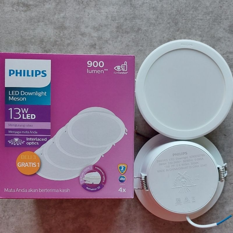 Jual Lampu LED PHILIPS Downlight Meson Pack Isi 4 Cahaya Putih Cool Day - Kuning Warm White 13 W ...