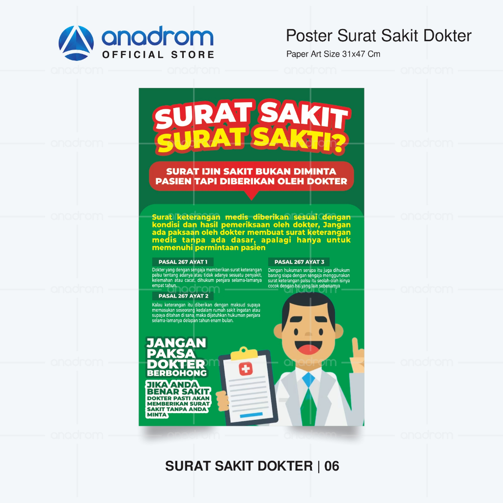 Jual Poster Seputar Surat Sakit Bukan Surat Sakti | Poster Seputar ...