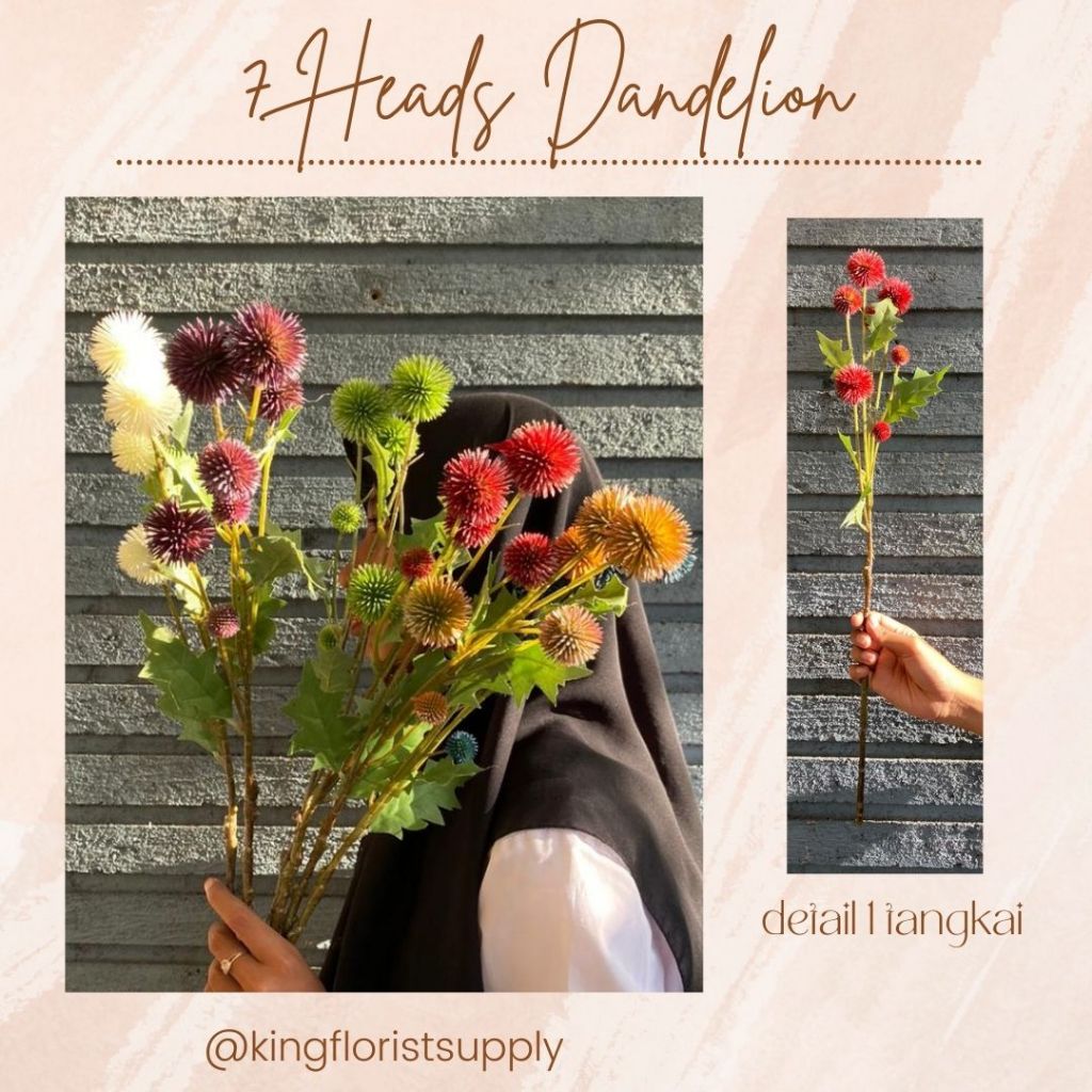 Jual 7 HEADS DANDELION ARTIFICIAL FLOWER/ BUKET BUNGA POM POM HIAS ...