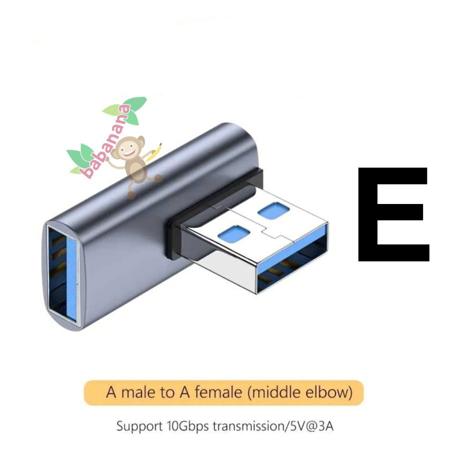 Jual Adapter USB Elbow Type-C Type-A 3.0 3.1 Siku 90 Degree Converter L ...