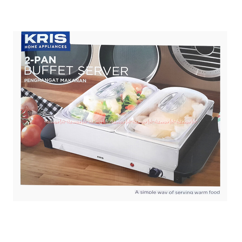Jual Kris 2 Pan Buffet Server 2Slice Square Alat Penghangat Makanan ...