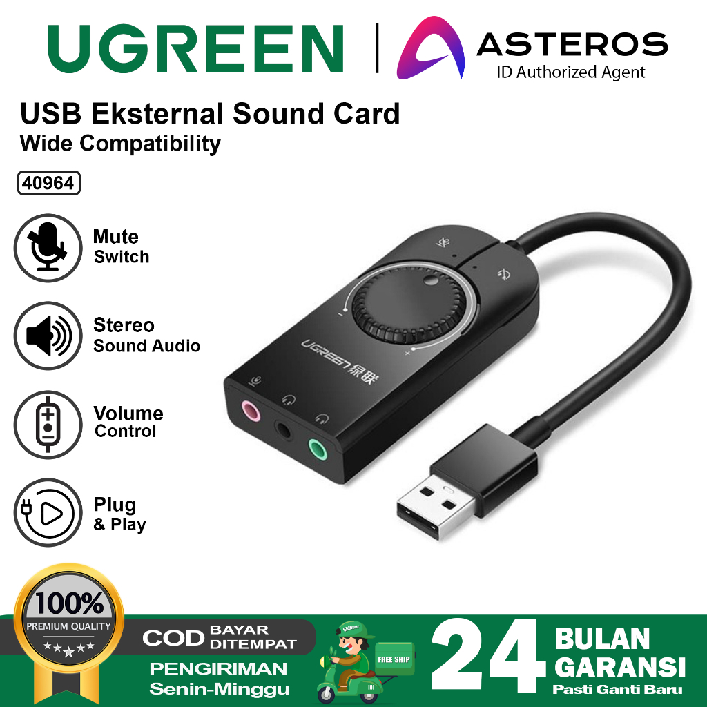 Jual UGREEN Sound Card External Stereo Sound Audio Adapter Laptop PC ...