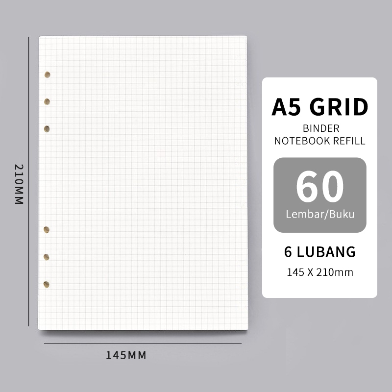 Jual Isi Binder A5/B5 Polos Bergaris Refill Binder Kertas Binder 6 RING ...