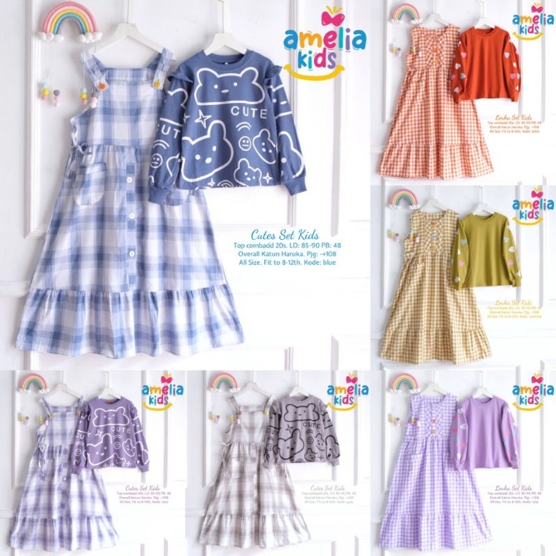 Jual overall set kids fit to 12 thn by amelia n moza | abel • daise ...