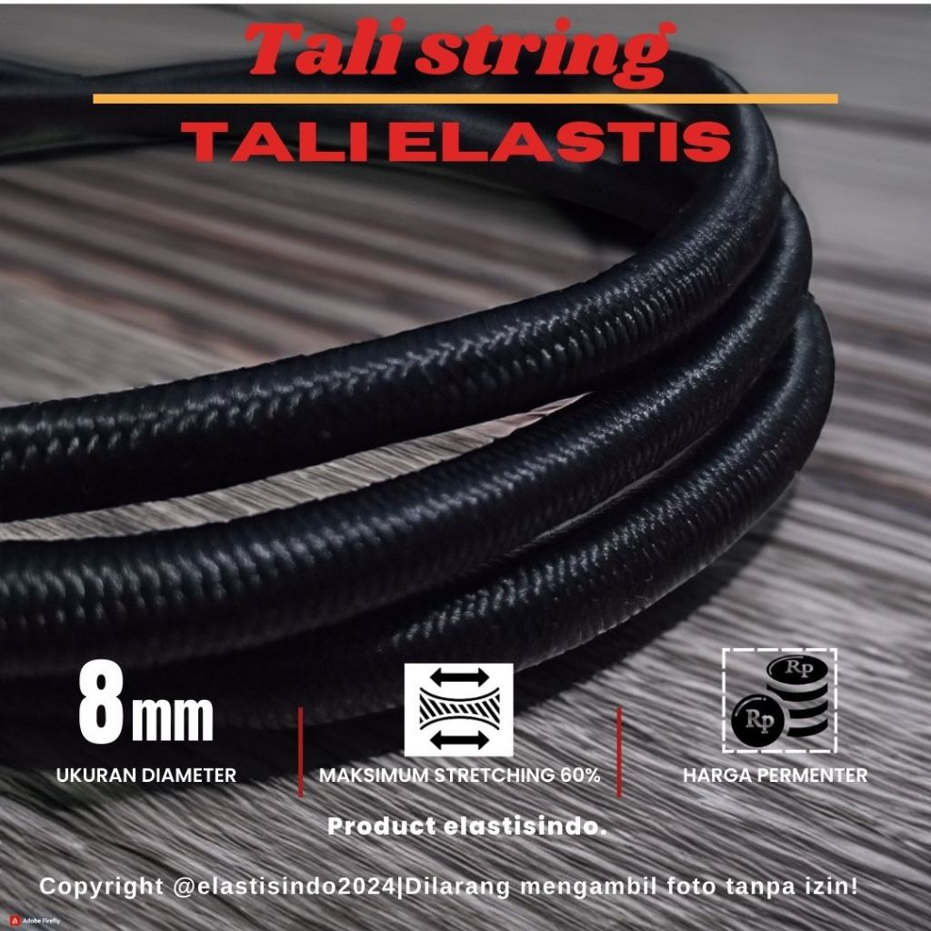 Jual Tali elastis tali string tali karet lebar 8mm | Shopee Indonesia
