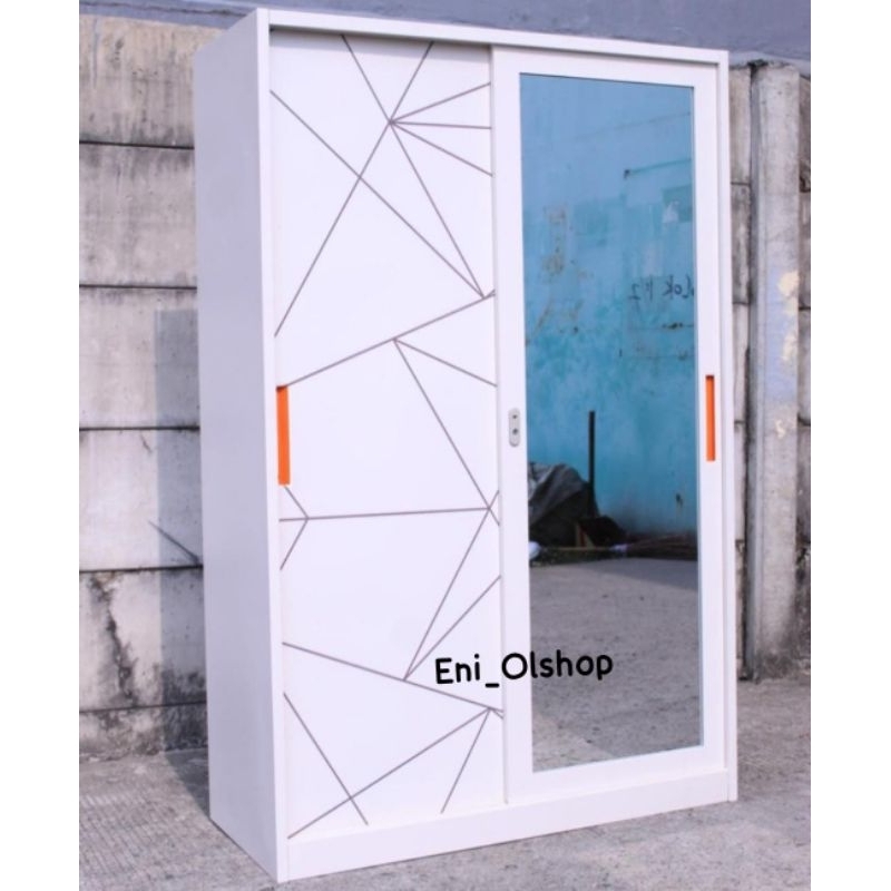 Jual LEMARI PAKAIAN SLIDING 2 PINTU BAHAN PLAT/ BESI | Shopee Indonesia