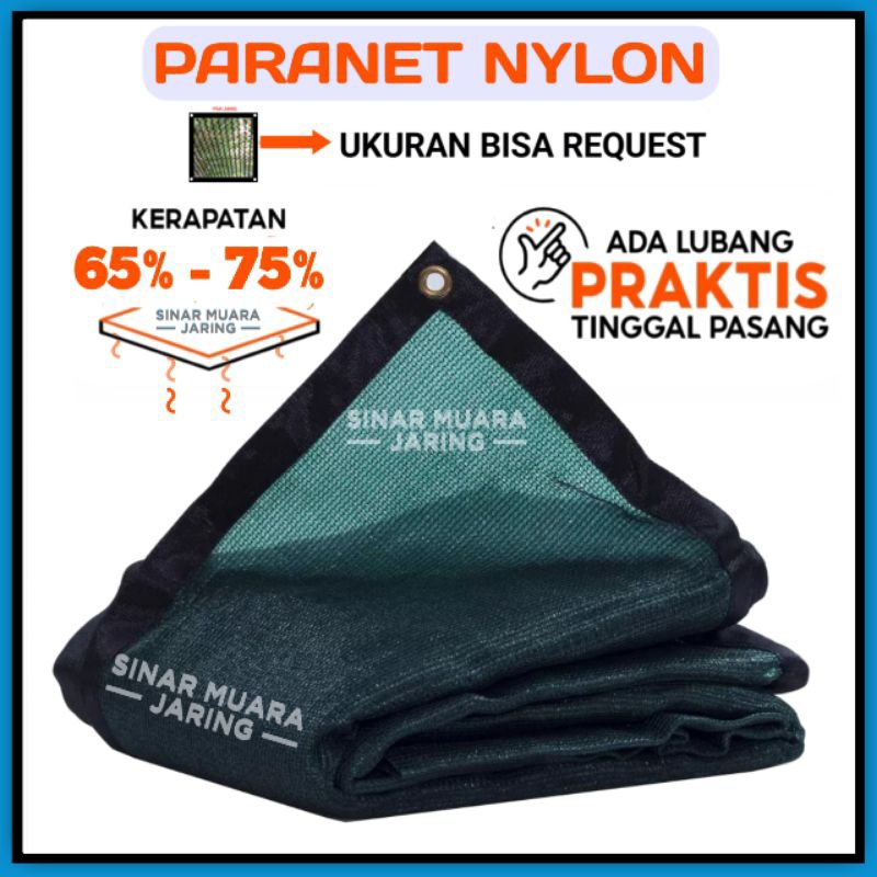 Jual Jaring Paranet Nylon Nilon 75% Terpasang list dan lubang ring ...