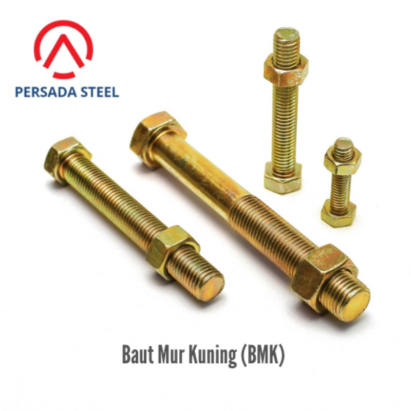 Jual M8x100 Baut Mur Hex Kuning / BMK / Baut Kuning M8 / Kunci 12 / Yellow Zinc Plated | Shopee ...