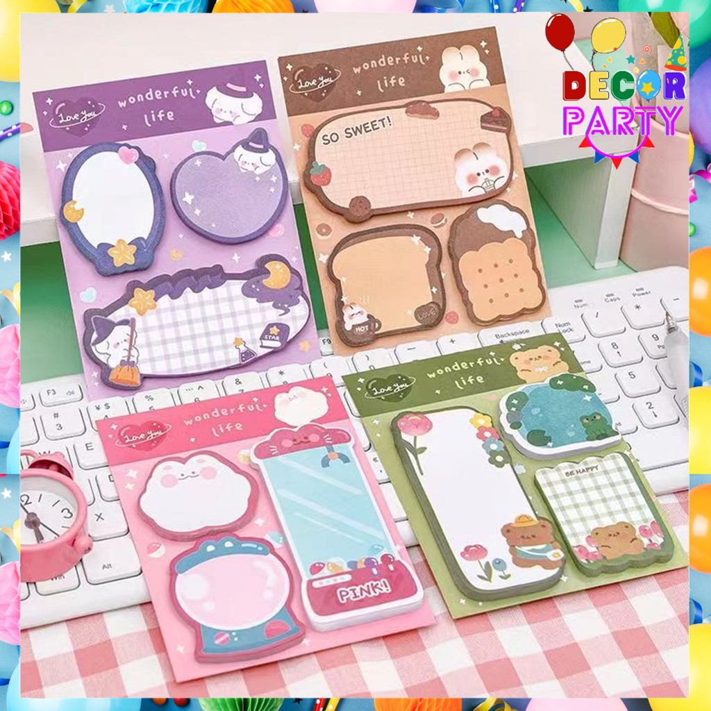 Jual DP Sticky Notes Karakter Lucu 3IN1 Tempelan Kertas Catatan ...