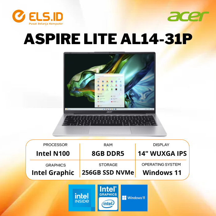 Jual Acer Aspire Lite AL14-31P Intel N100 8GB SSD 256GB 14" W11+OHS ...