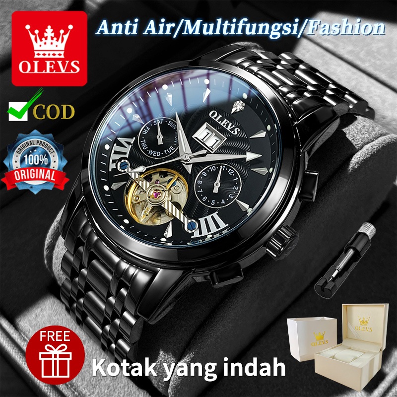 Jual OLEVS Jam Tangan Automatic Pria Anti Air Original Tahan Keren Led ...