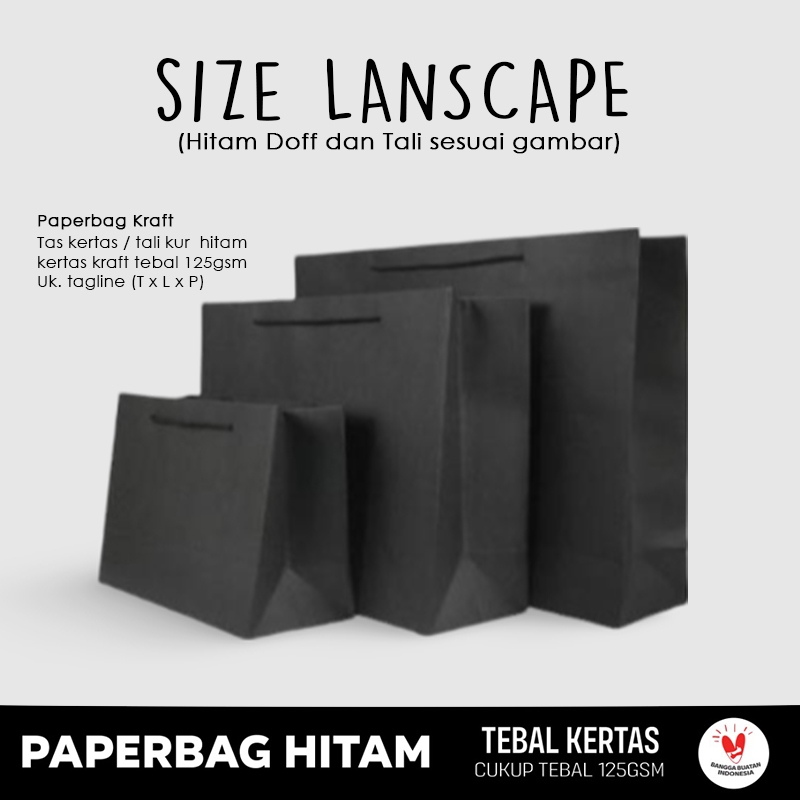 Jual Paper Bag Hitam Polos (ALL LANSCAPE) Paper Bag Kado Packing Baju, Souvenir / Papper Bag ...
