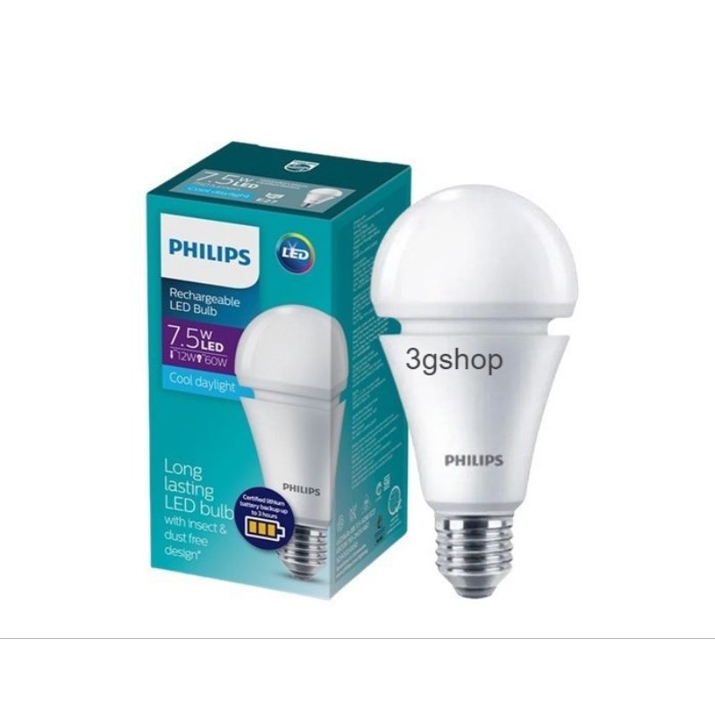 Jual PHILIPS Emergency LED Bulb BB 7.5W - Rechargeable Battery Back Up ...