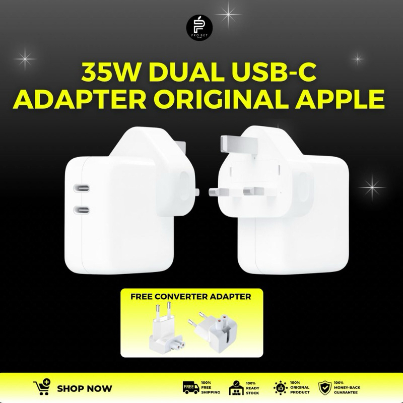 Jual Apple power Adapter 35W Dual USB-C ORIGINAL | Shopee Indonesia