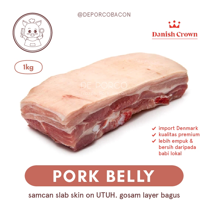 Jual DEPORCO Pork Belly Samcan Sancam Gosam Daging Babi Danish Crown ...