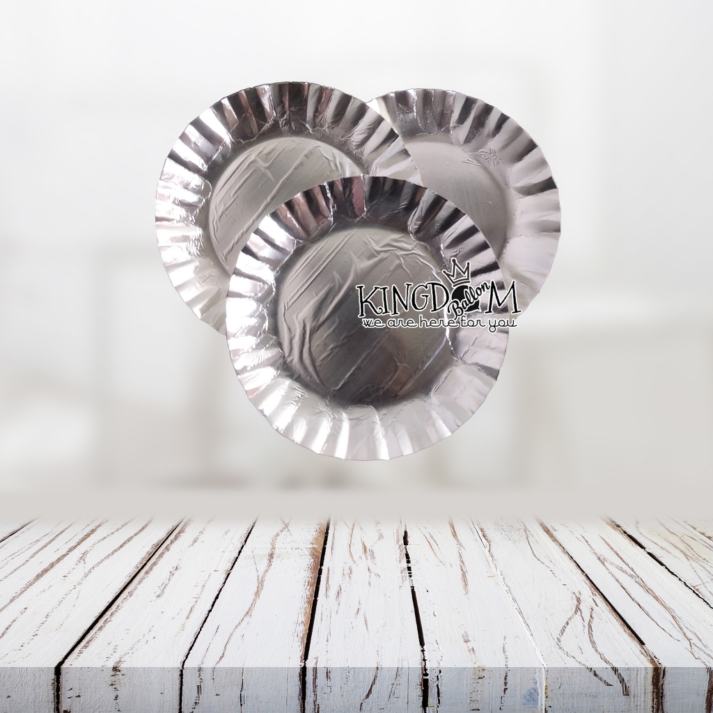 Jual piring kue warna silver & gold / piring kertas / paper plate kecil / piring kertas kue ...