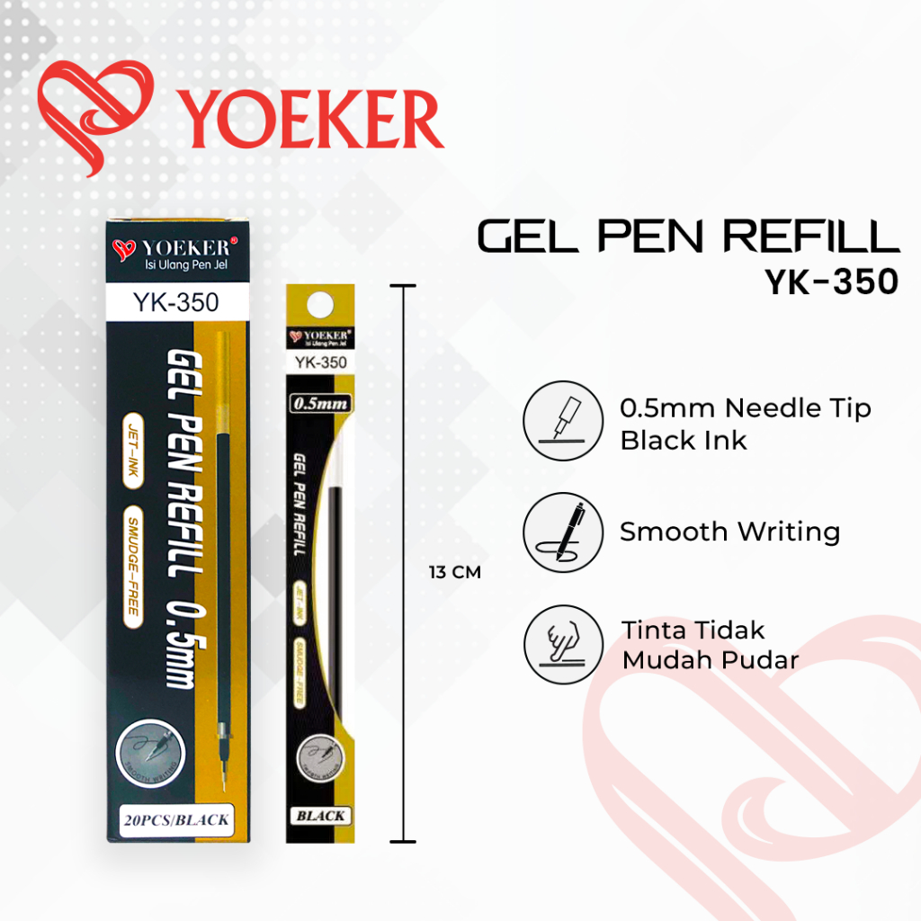 Jual (1 BOX) Refill Pen Hitam 0.5mm / Isi Pen / Isi Pulpen Gel Yoeker ...