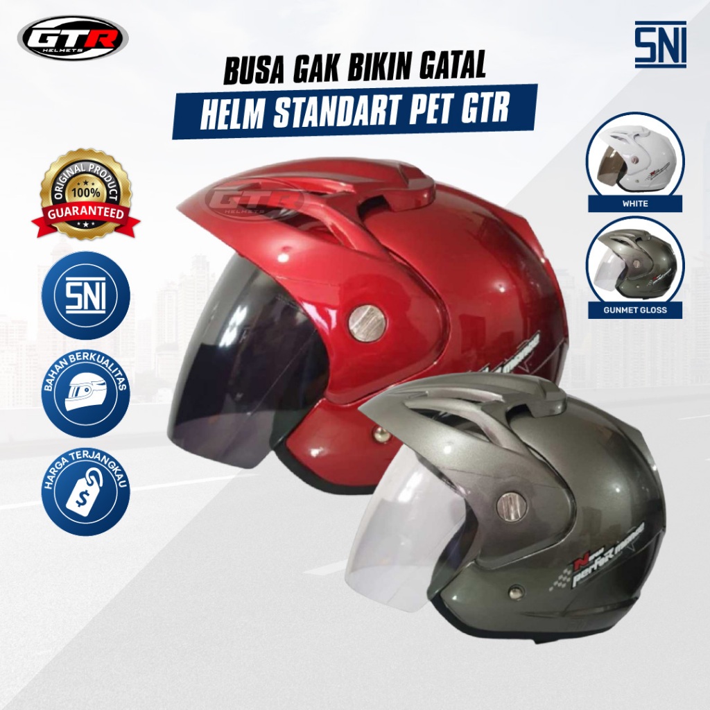 Jual Helm Half Face Pet GTR Performance Solid Standar SNI Pelindung ...