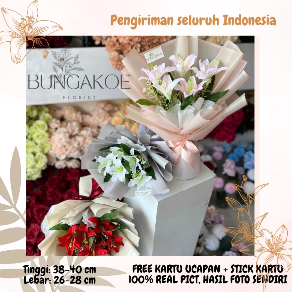 Jual BOUQUET LILY PALSU 5 TANGKAI - BUKET BUNGA PALSU BOUQUET ...