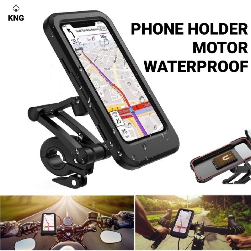 Jual Phone Holder Sepeda Motor Waterproof Rotasi 360 Derajat - Tempat Dudukan Hp Sepeda Anti Air ...