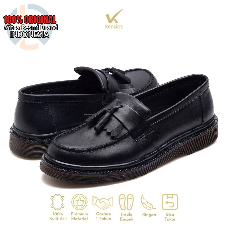 Jual Auriermax x Kenzios Sepatu Formal Pria Gates Black Solid Series ...