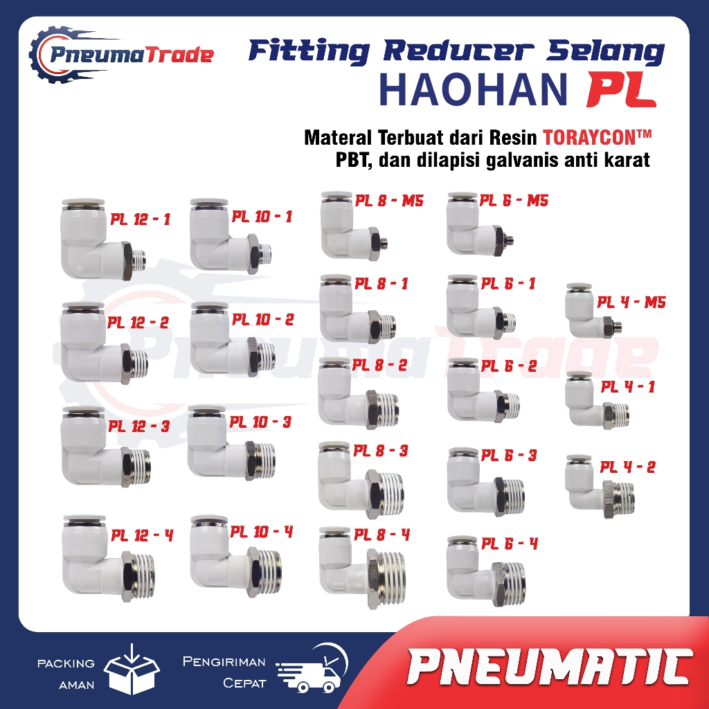 Jual PL Pneumatic Fitting 1/4" inci selang | Shopee Indonesia