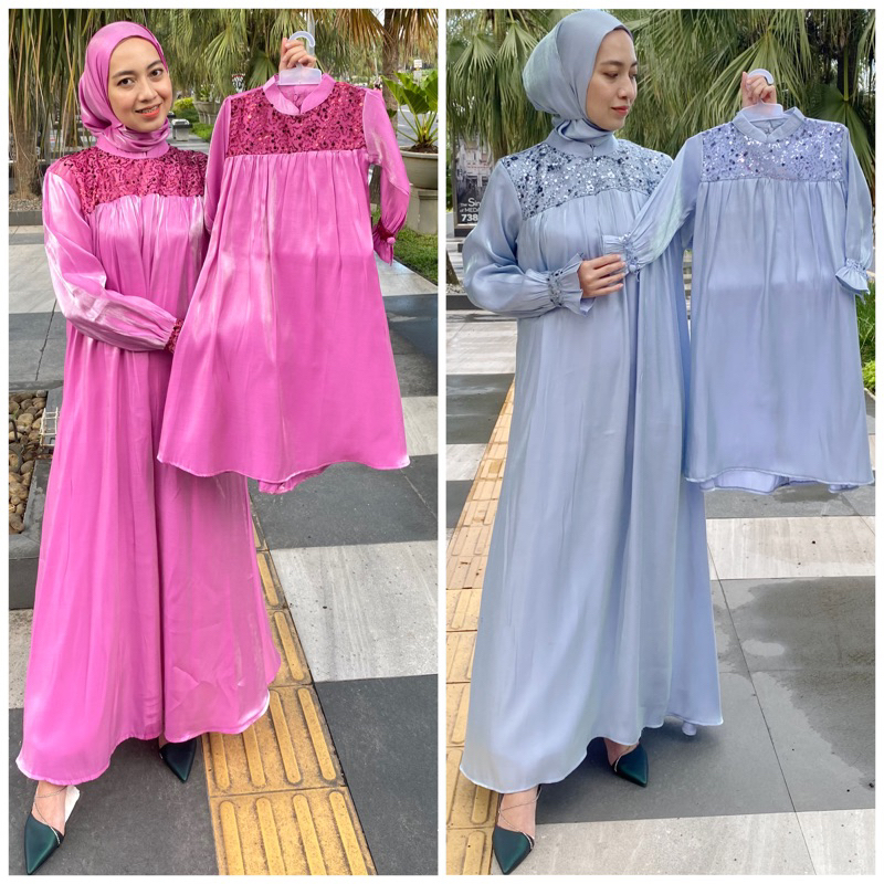 Jual TASYA SERIES-DRESS IBU & ANAK-BAHAN SHIMMER MIX TULLE-GAMIS COUPLE ...