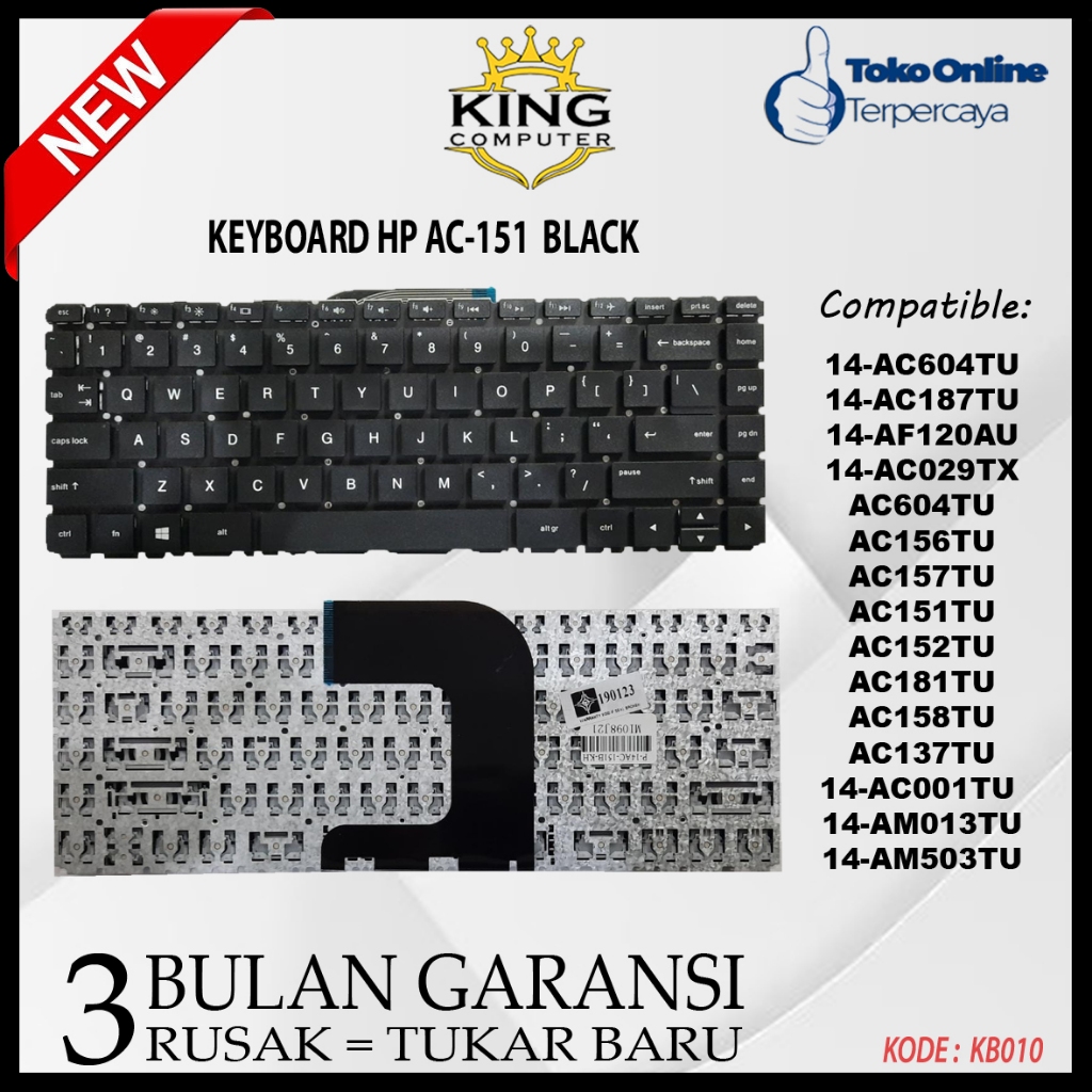 Jual KEYBOARD HP PAVILION 14 14-AC151 14-AC604TU 14-AC156TU 14-AC157TU ...