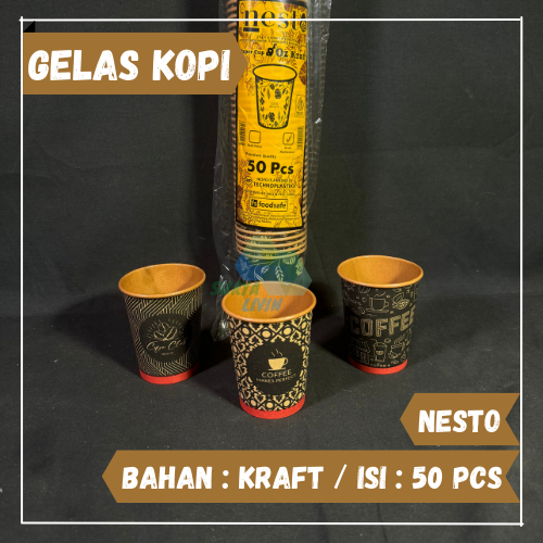 Jual Paper Cup Motif Kraft 8 oz / Gelas Kopi Kraft isi 50 pcs NESTO | Shopee Indonesia