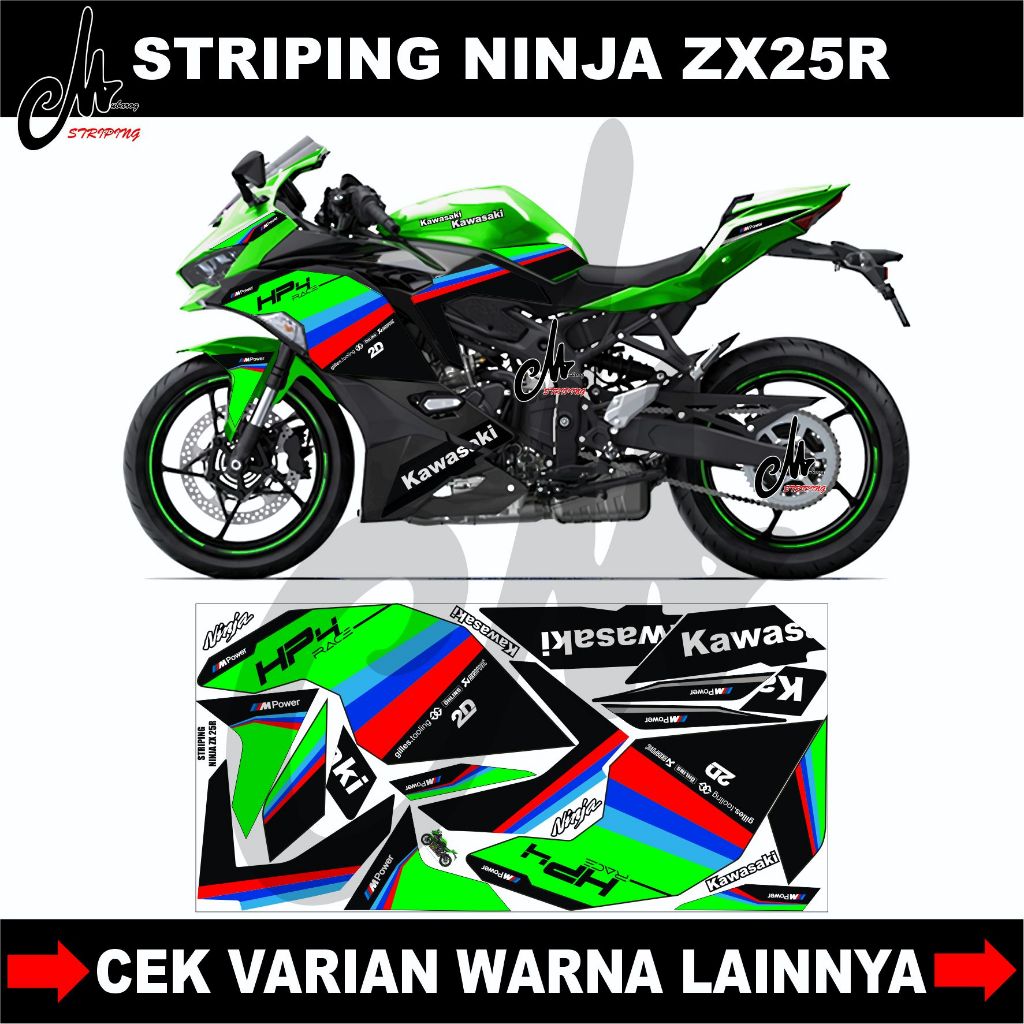 Jual Sitker Decal ZX25R Motip Bmw HP4 / Sticker Striping Motor Kawasaki ...