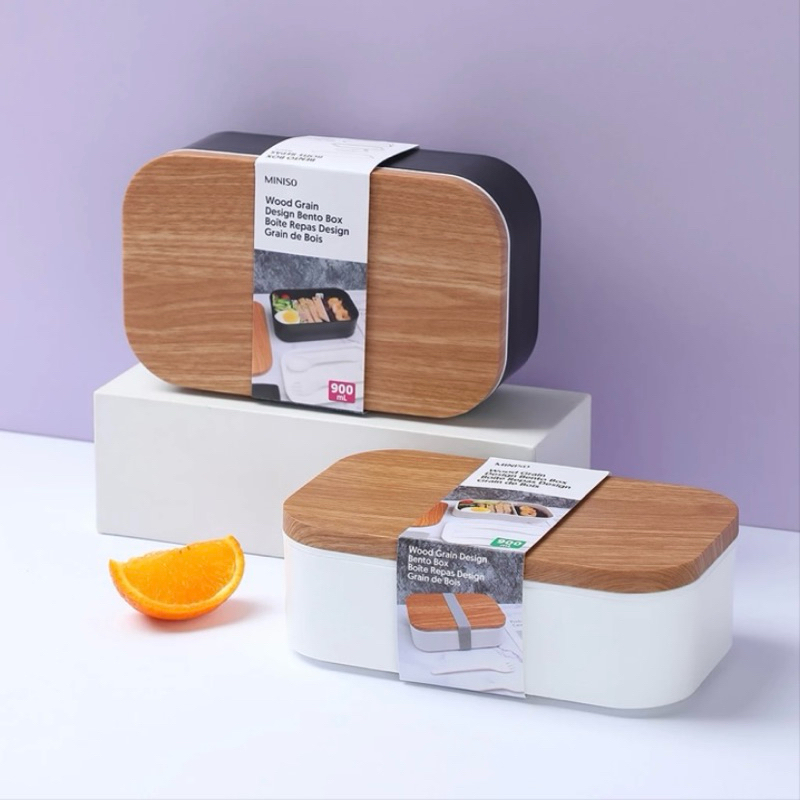 Jual CUCI GUDANG ORI MINISO WOOD GRAIN DESIGN BENTO BOX 900ml SATUAN ...